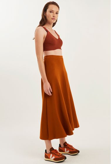 Saia Bruny Midi Viscose Certificada Verde - MyBasic